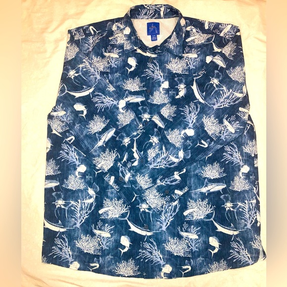 Guy Harvey | Shirts | Guy Harvey Mens Xl Blue Hawaiian Style Shirt ...